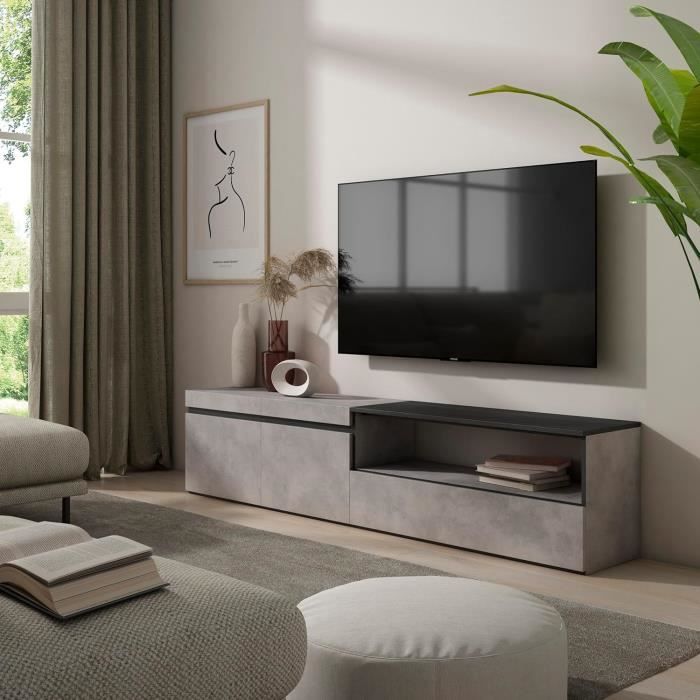 Meuble TV | Banc Télé | Grand Espace de Rangement | 200x45x35cm | pour ...