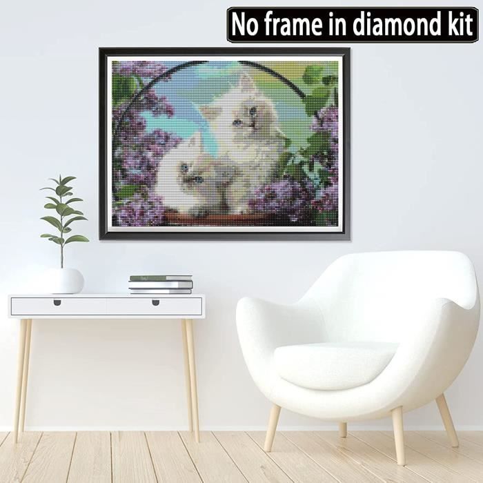 5D Diamond Painting Complet Chaton Blanc, DIY Broderie Diamant Peinture ...