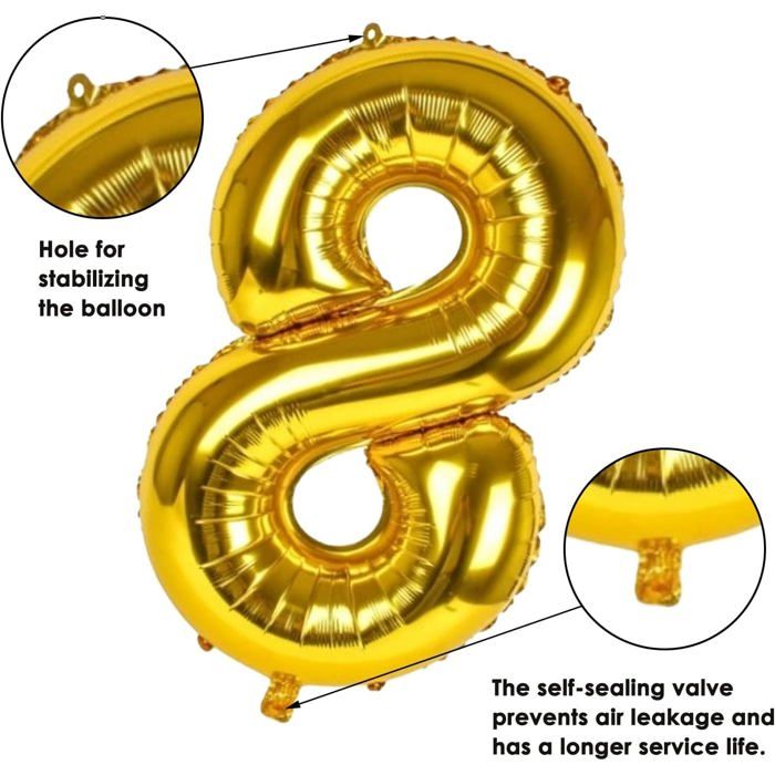 Ballons Anniversaire 18 Ans Or, 83Cm Helium Ballon Chiffre 1 Et 8 ...