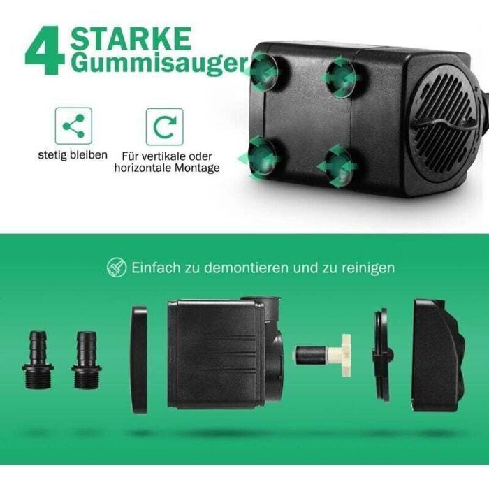 Pompe d'aquarium 1500L/H, pompe de bassin Mini pompe à eau résistante à ...