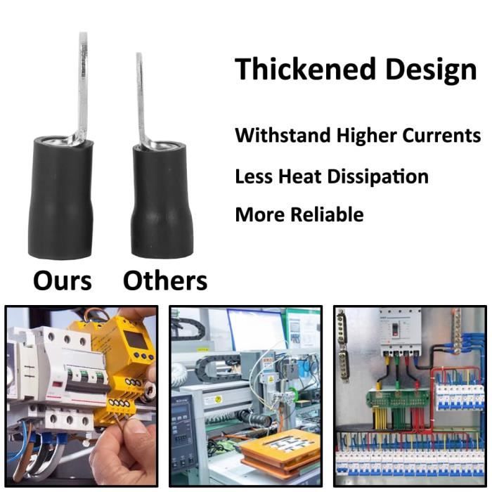 100 Pièces Noir M4 Connecteur À Sertir Anneau 4,3Mm Cuivre Anneau Électrique Fil De Connecteur ...