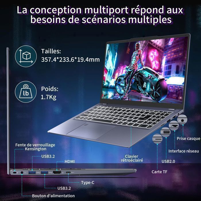 PC Portable,AMD Ryzen7 6800H(8C-16T, jusqu'à 4,7 GHz) 16Go DDR5,512Go M ...