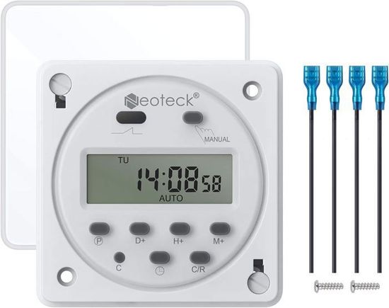 Sortie 12V 16a, programmateur numérique à 16 programmes, minuterie d'horloge Programmable, prise ...