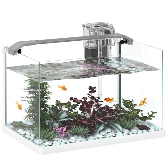 Aquarium - PawHut - avec lumières LED, pompe à filtre - en verre 20L ...