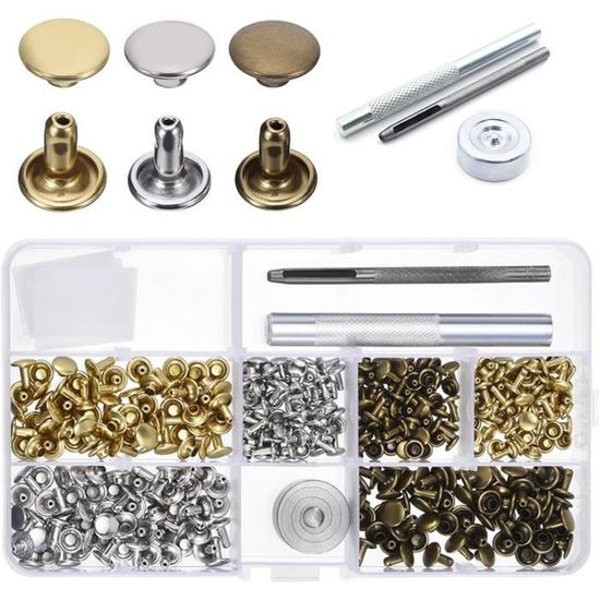 Kit De 100 Rivets En Cuir, Rivets Tubulaires À Double Capuchon De 10Mm ...