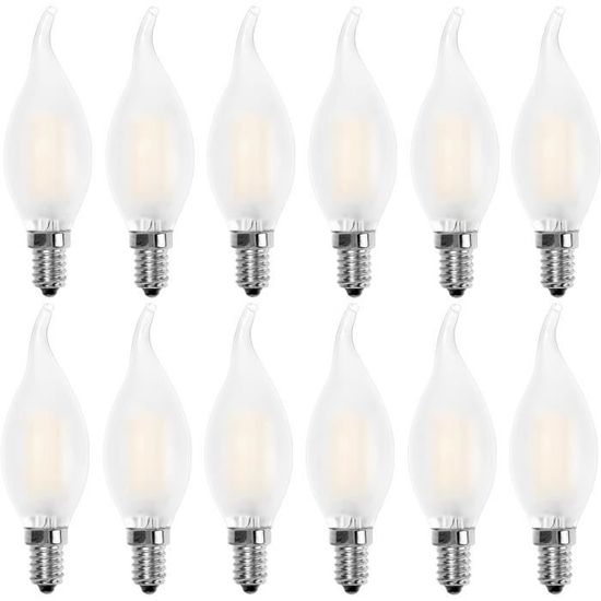 Ampoule LED E14 Flamme,Forme de Bougie,Blanc Chaud 2700K,4W Equivalence Incandescence 40W,400lm ...