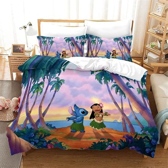 Ensemble housse de couette 200X200Cm Lilo & Stitch[359] - Cdiscount Maison