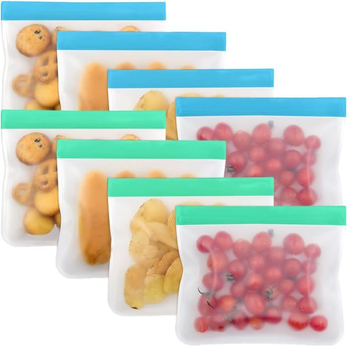 8 Pièces Sac Congélation Réutilisable,28x20 cm Sac De Congelation Zip ...