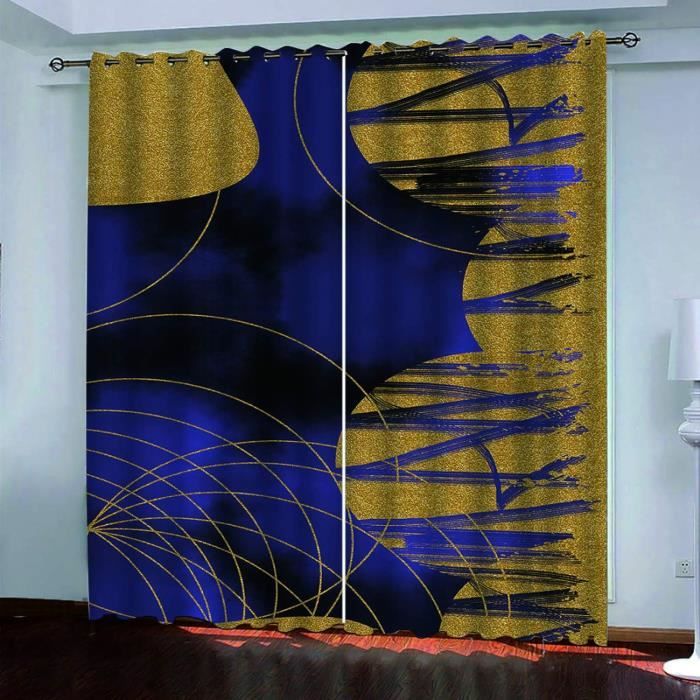 Rideau Occultant 3D Art De Griffonnage Doré Motif Rideaux Oeillets ...