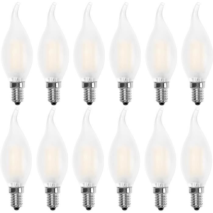 Ampoule LED E14 Flamme,Forme de Bougie,Blanc Chaud 2700K,4W Equivalence Incandescence 40W,400lm ...