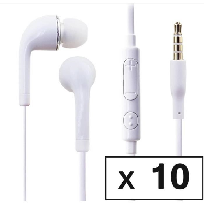 Ecouteurs Samsung Blanc Kit main libre filaire avec micro (Lot de 10 ...