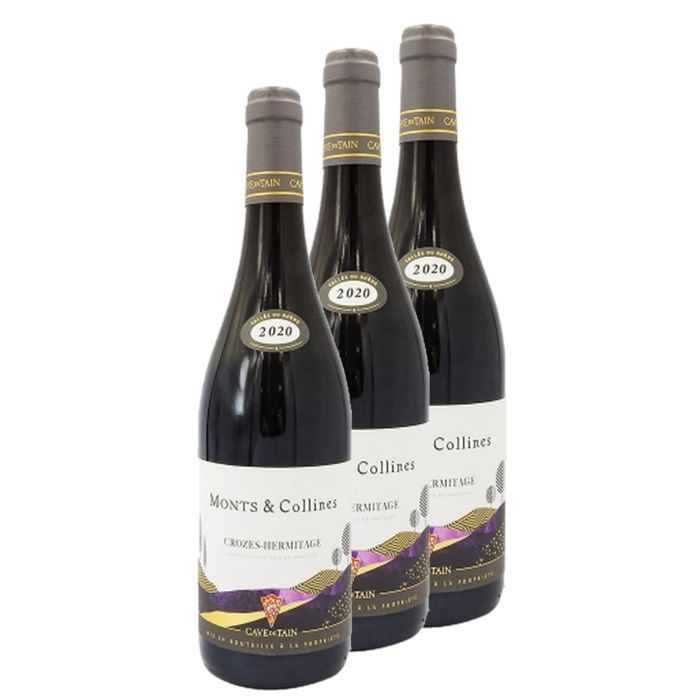Cave de Tain - Lot 3x Vin rouge Crozes Hermitage Monts et Collines ...