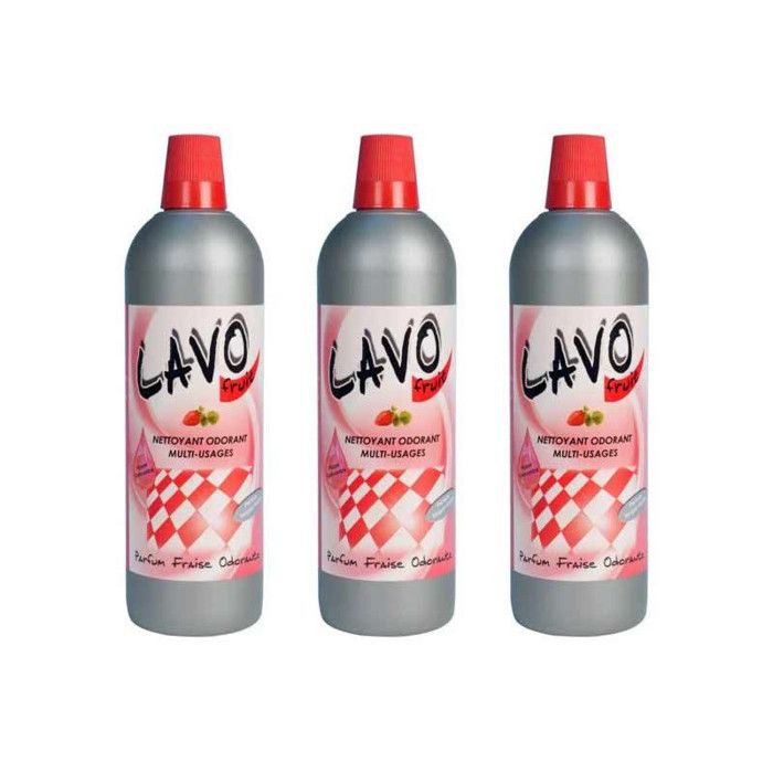 Lot de 3 bidons de nettoyant Odorant Multi-Usages Fraise 1L - Lavo ...