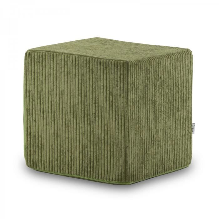 Pouf Assise Fauteuil CUBE Velours côtelé 40x40cm Vert - Cdiscount Maison