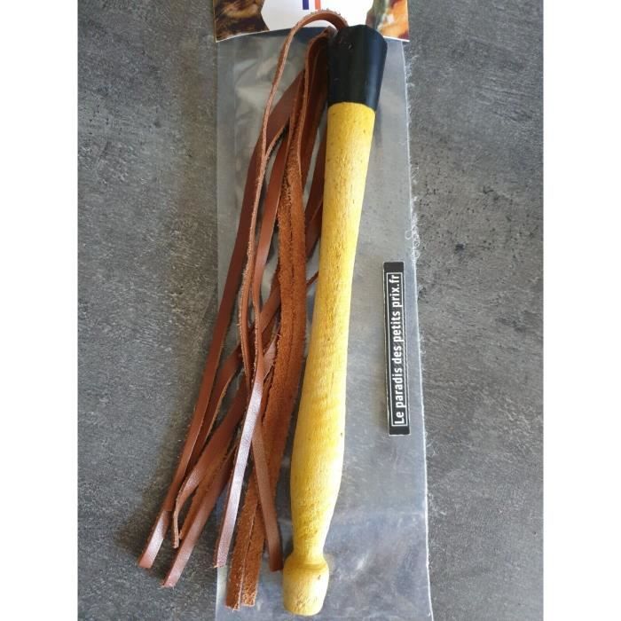 Martinet manche bois avec lanières en cuir,martinet 55 cm ,manche 26 cm ...