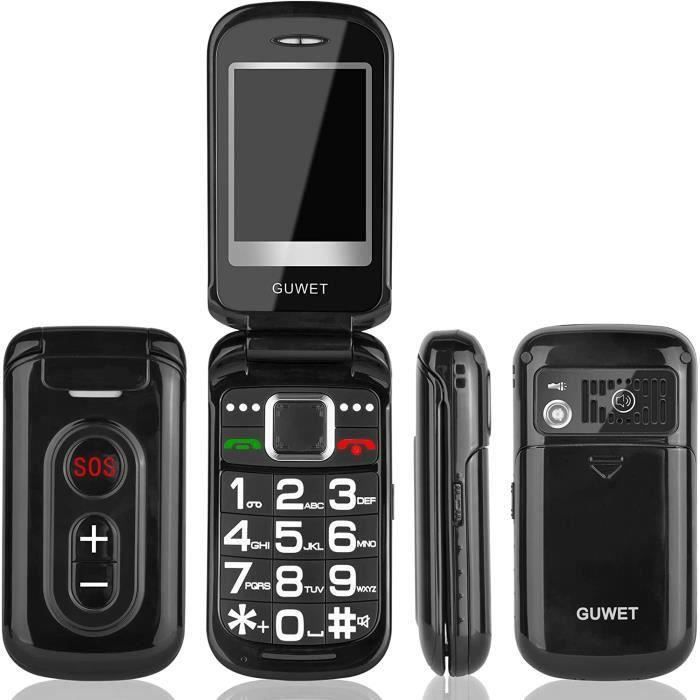 Guwet Téléphone Portable Senior Clapet Débloqué avec Grandes Touches ...