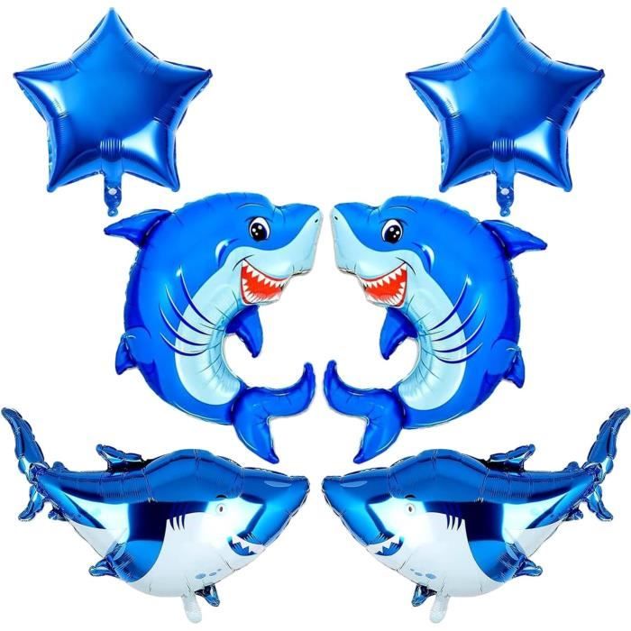 Lot De 6 Ballons D'Anniversaire Requin - En Aluminium - Pour Fête À ...