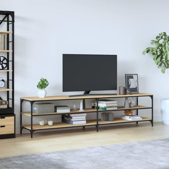 MEUBLE TV - MEUBLE HI-FI - Meuble TV chêne sonoma 200x30x50 cm bois d ...