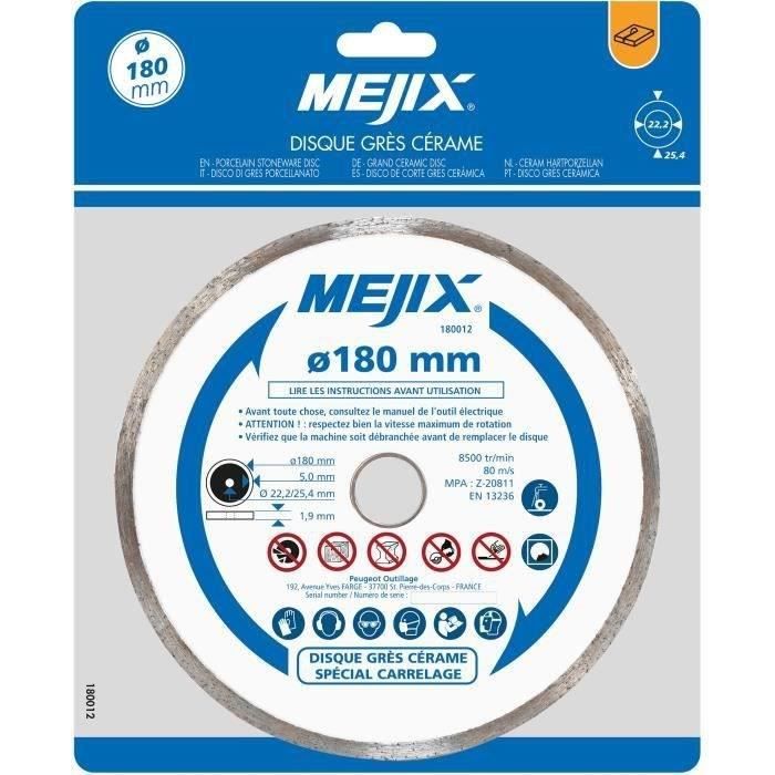 MEJIX Disque grès cérame 180 mm, BR 25,4 / 22,2 mm - Cdiscount Bricolage