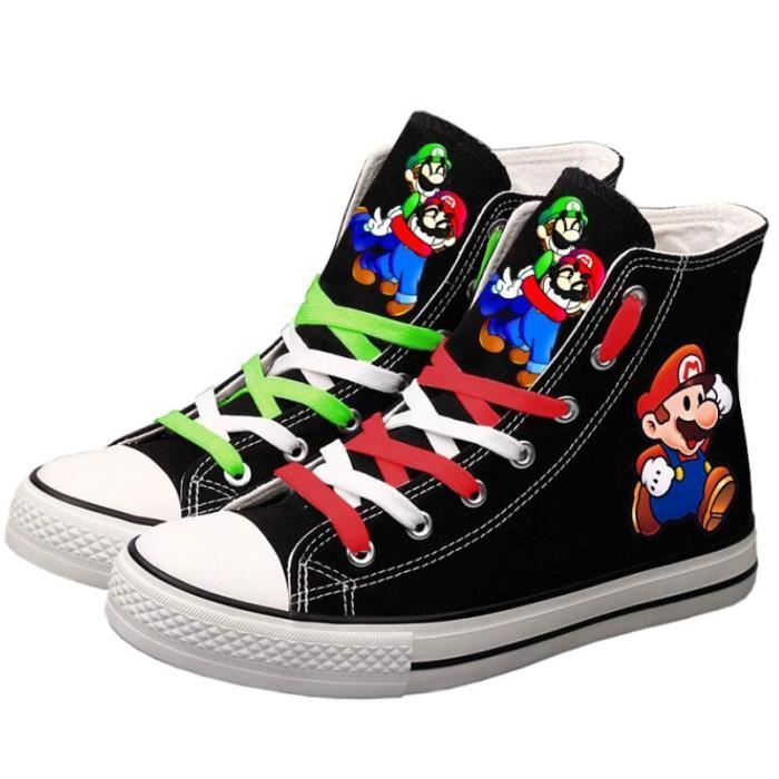JINDING Baskets Toile Supermario Chaussures Homme et Femme Rouge ...
