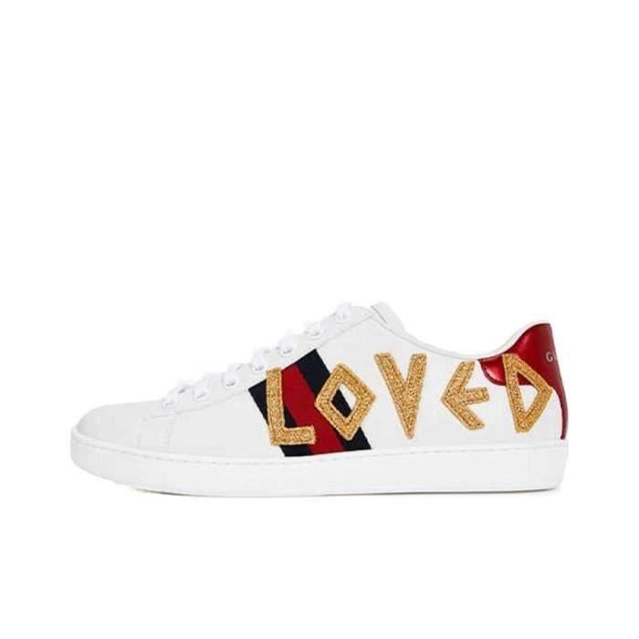 Basket Guccis Loved Femme Homme Chaussure Sneakers Blanche Pas Cher ...