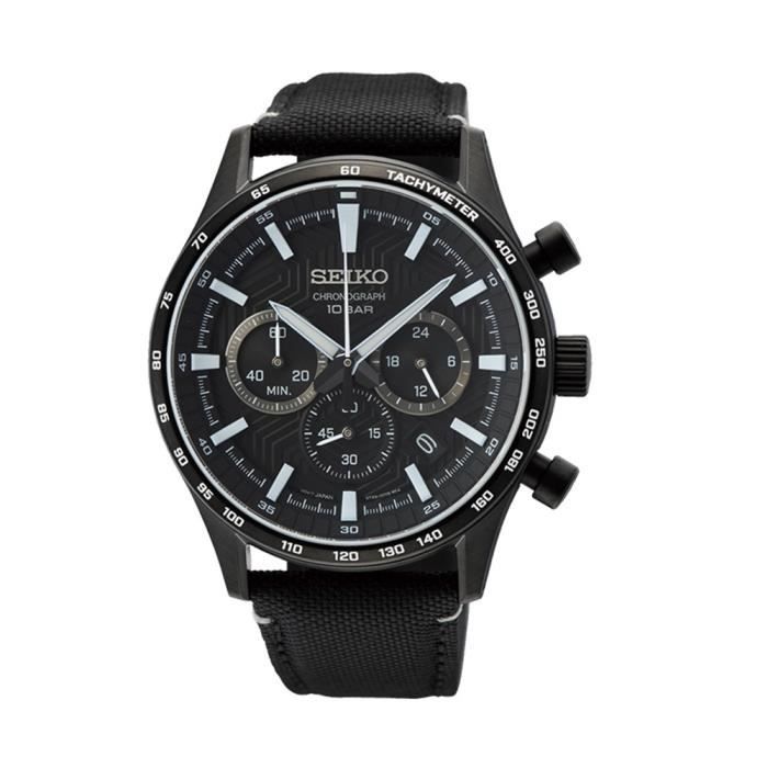 Montre - SEIKO - SSB417P1 - Nylon Noir - Chronographe - 10 ATM - Verre ...