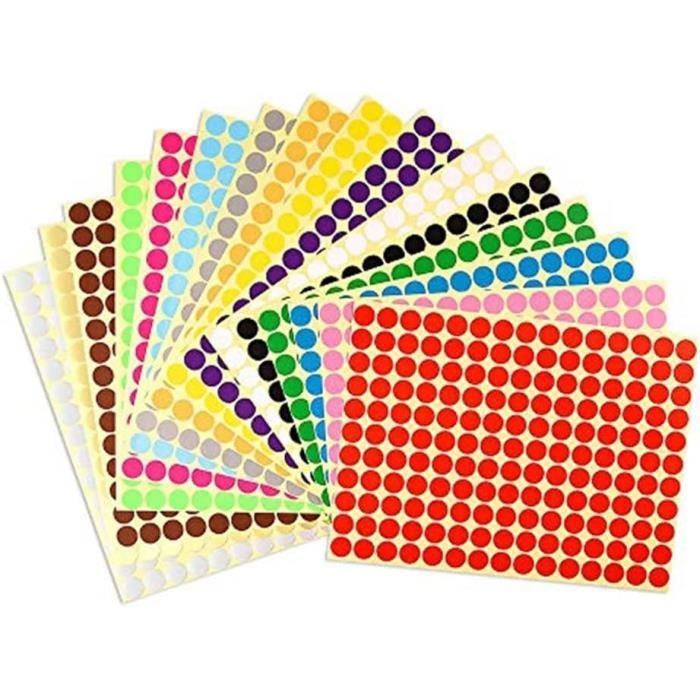 Tweal Gommettes Autocollantes Rondes,16 Feuilles 10mm Couleur Codage ...