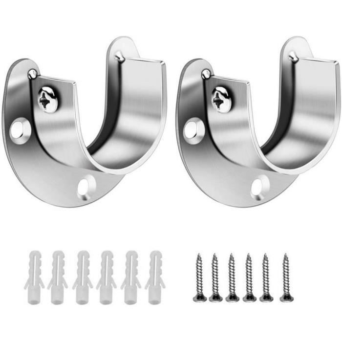 Lot De 2 Supports De Tringle À Bride En Acier Inoxydable Pour Penderie, Rideau De Douche (33 Mm ...