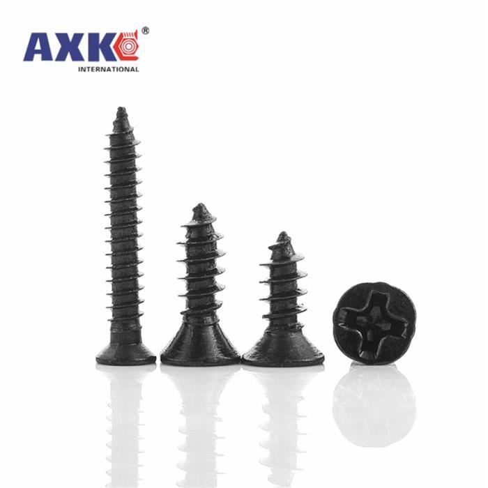 Countersunk head-M3-20mm -Vis à bois autotaraudeuse en acier noir, 100 pièces, M2 M2.6 M3 M3.5 ...