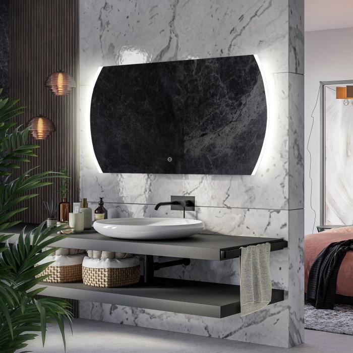Miroir LED ALASTA Baltimore 90x50 cm avec interrupteur tactile ...