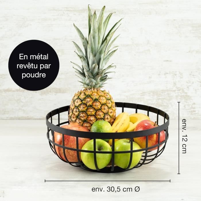 Moritz Moritz Corbeille à fruit en métal noir 30,5 cm - Coupe a fruit ...