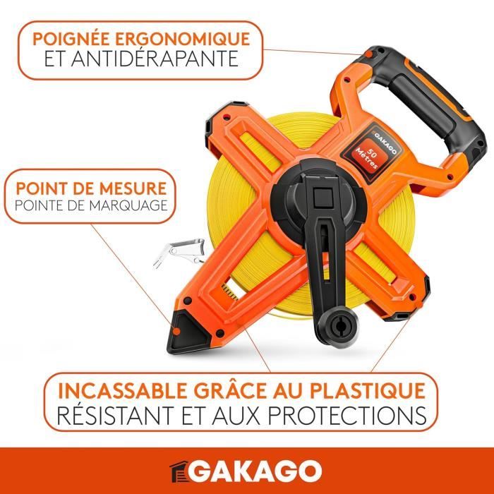 Mètre Ruban 50M - Mètre Enrouleur À 3 Démultiplications Avec Levier ...
