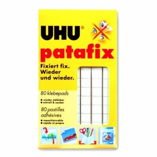 Patafix blanche Uhu - Patafix blanche - Pastilles adhésives repositionnables - Support blanc ou ...