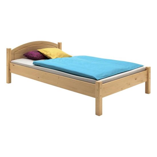 Lit simple 120 x 200 cm pin massif lasuré hêtre - Cdiscount Maison