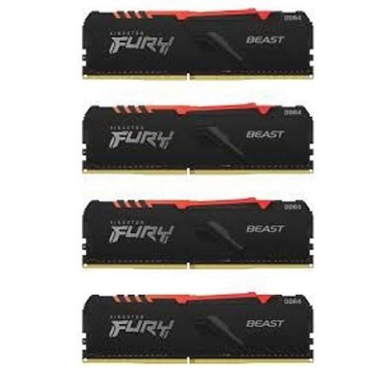 Mémoire Kingston FURY Beast RGB 128 Go (4 x 32 Go) DDR4 2666 MHz CL16 - Cdiscount Informatique