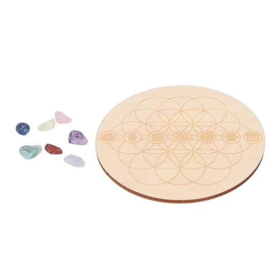 KIMISS ensemble de planche de pierre de chakra Chakra Stone Set Exquis Guérison Méditation ...