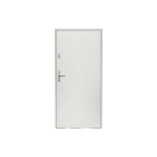 Porte d'entrée en acier pleine H207 x L100 cm blanc - poussant droit ...