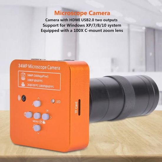 Caméra de microscope 34 MP Kit de caméra de microscope industriel de ...