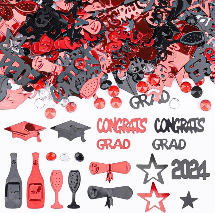 Graduation Deko 2024 Lot de 500 confettis décoratifs rouges pour remise ...