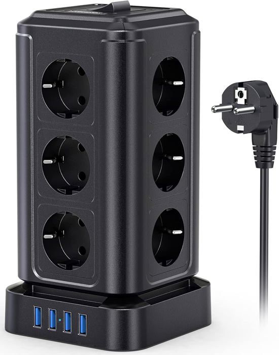 Multiprise Avec Interrupteur, Tour Multiprise (4000W/16A) Avec 12 ...