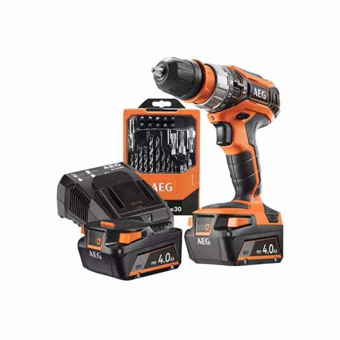 Perceuse à percussion AEG PRO - BSB18C2X-402C - 18V - 2 batteries 4,0 Ah - 1 chargeur ...