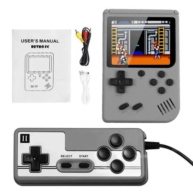 Mini console de jeu vidéo portable rétro - Gris - 500 jeux - 8 bits ...