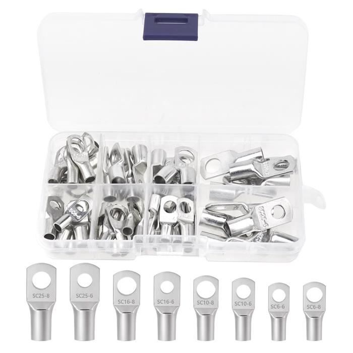60 Pièces Cosses De Câble Bornes à Sertir à Anneau Tubulaire Cosse à Sertir Kit Electrique Ronde ...