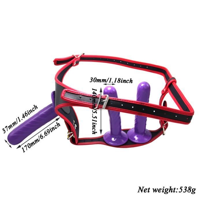 Gode Triple Dong avec ceinture élastique en Silicone pénis réaliste ...