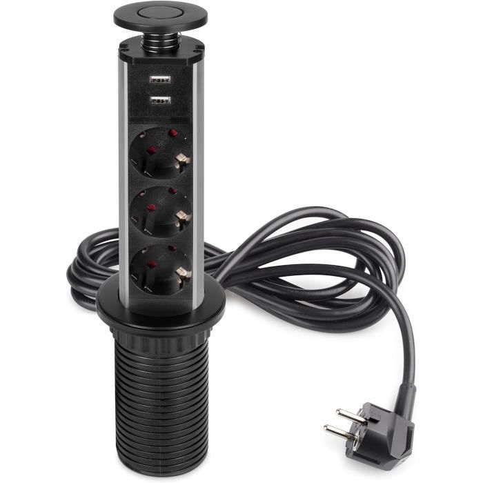 Bloc Multiprise Escamotable Avec 3 Prises Scheuo Eu Et 2 Ports Usb ...