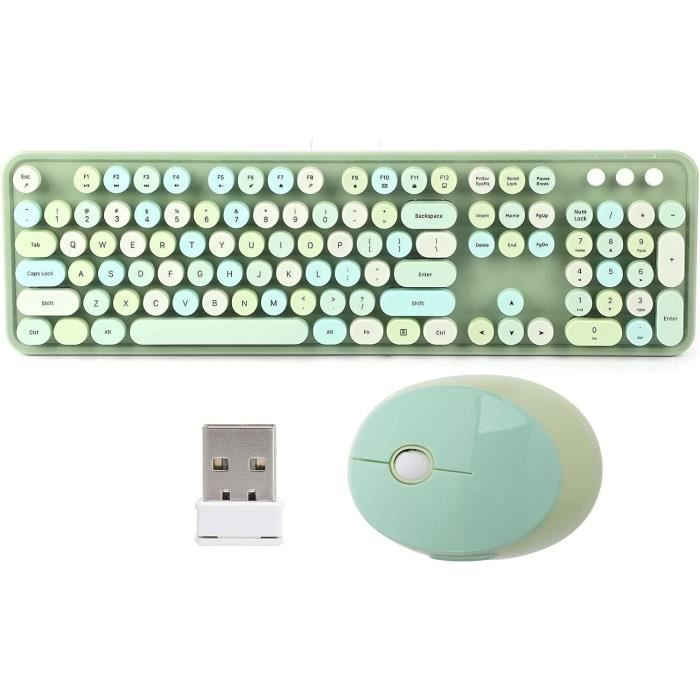 Clavier, Ensemble Clavier Et Souris Sans Fil Cute 2,4 Ghz Pour ...