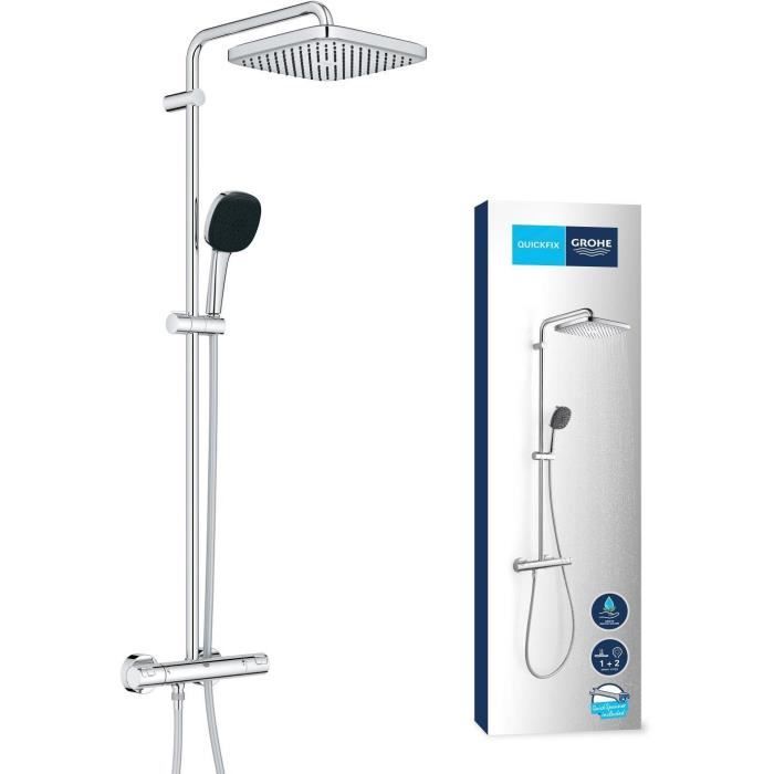 Colonne de douche avec mitigeur thermostatique - Economie d'eau - GROHE ...