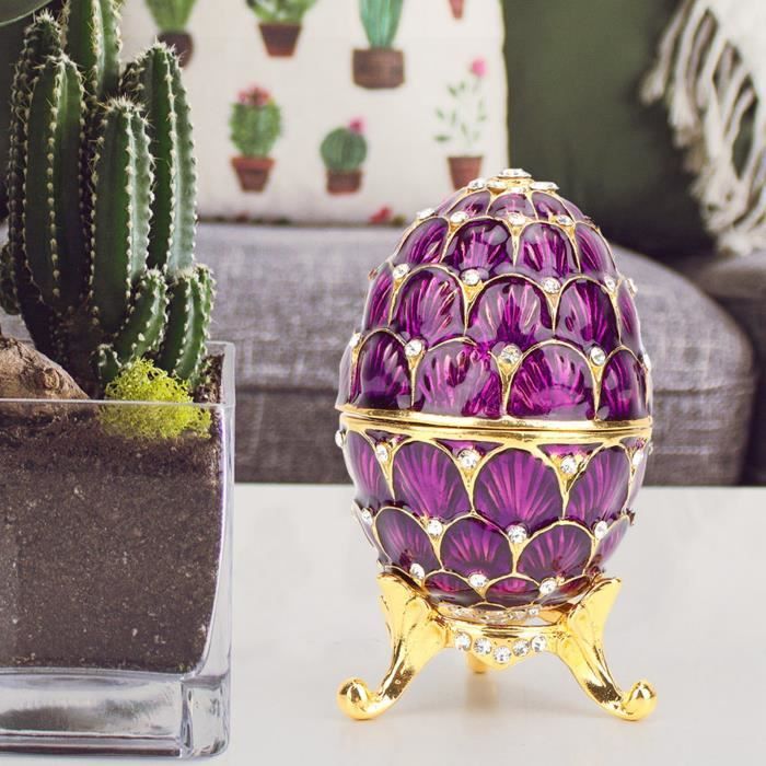 BEL-7293629036960-boîte à bibelots Oeuf de Pâques émaillé Style Vintage ...