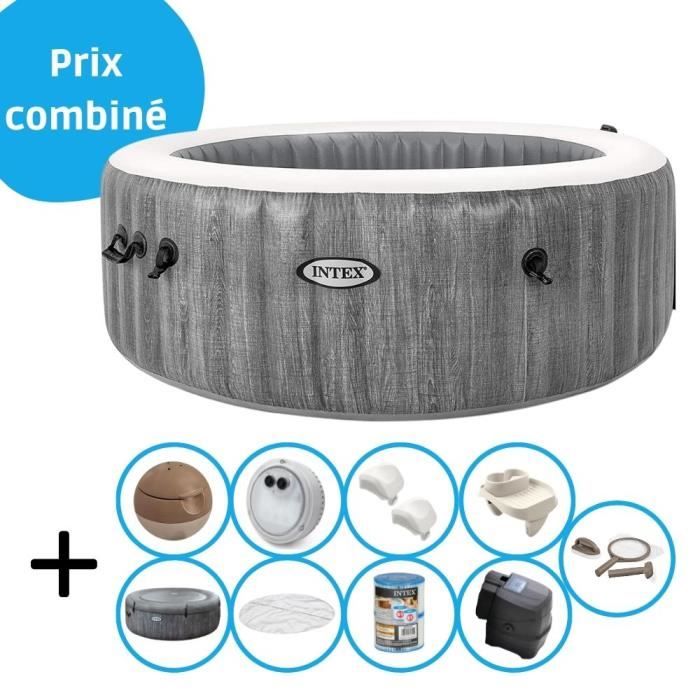 Intex - Greywood Deluxe - Jacuzzi - 216 x 71 cm - Gris - Accessoires ...