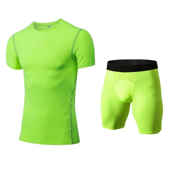 Ensemble Vêtements de Compression Homme Vetement Fitness Legging Shorts ...
